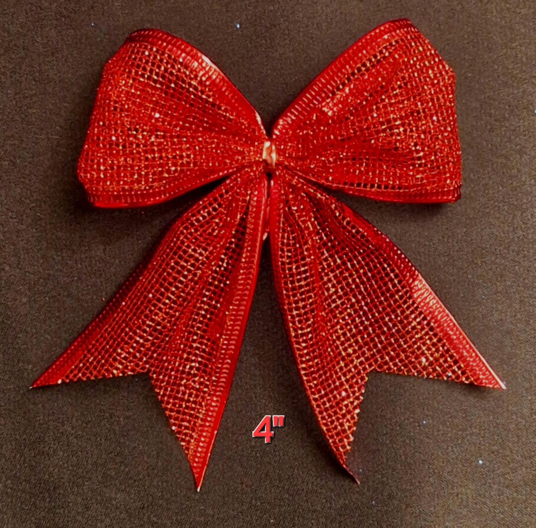 Pretty Red Christmas Bows Set of 5 Mesh Glitter 4" - Etsy