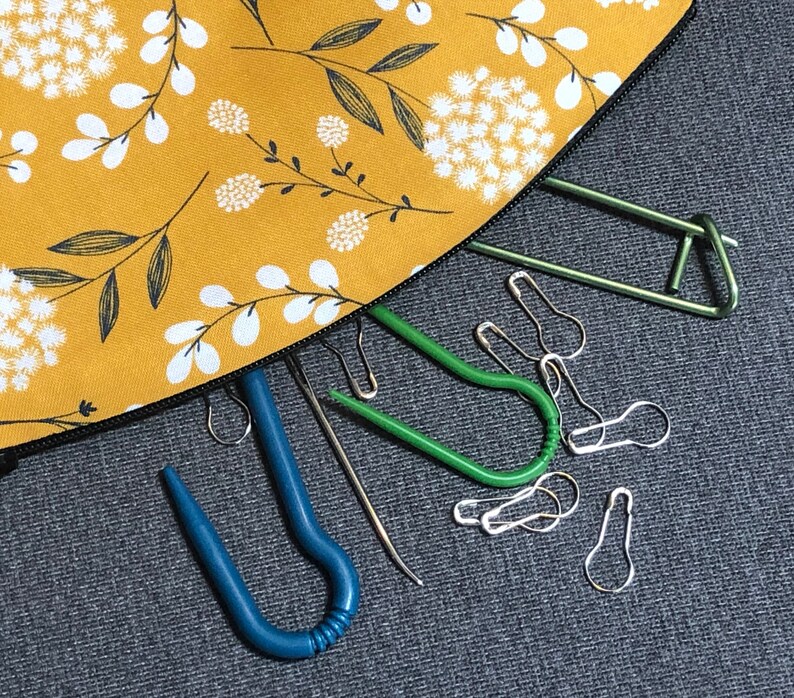 Gold Floral Knitting and Crocheting Notions Bag - Etsy