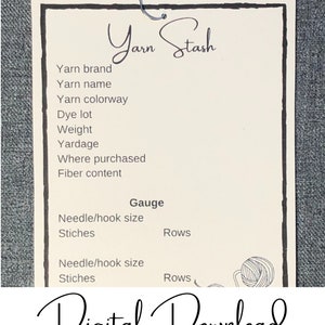 Yarn Stash Tracker Tags DIGITAL DOWNLOAD - Etsy