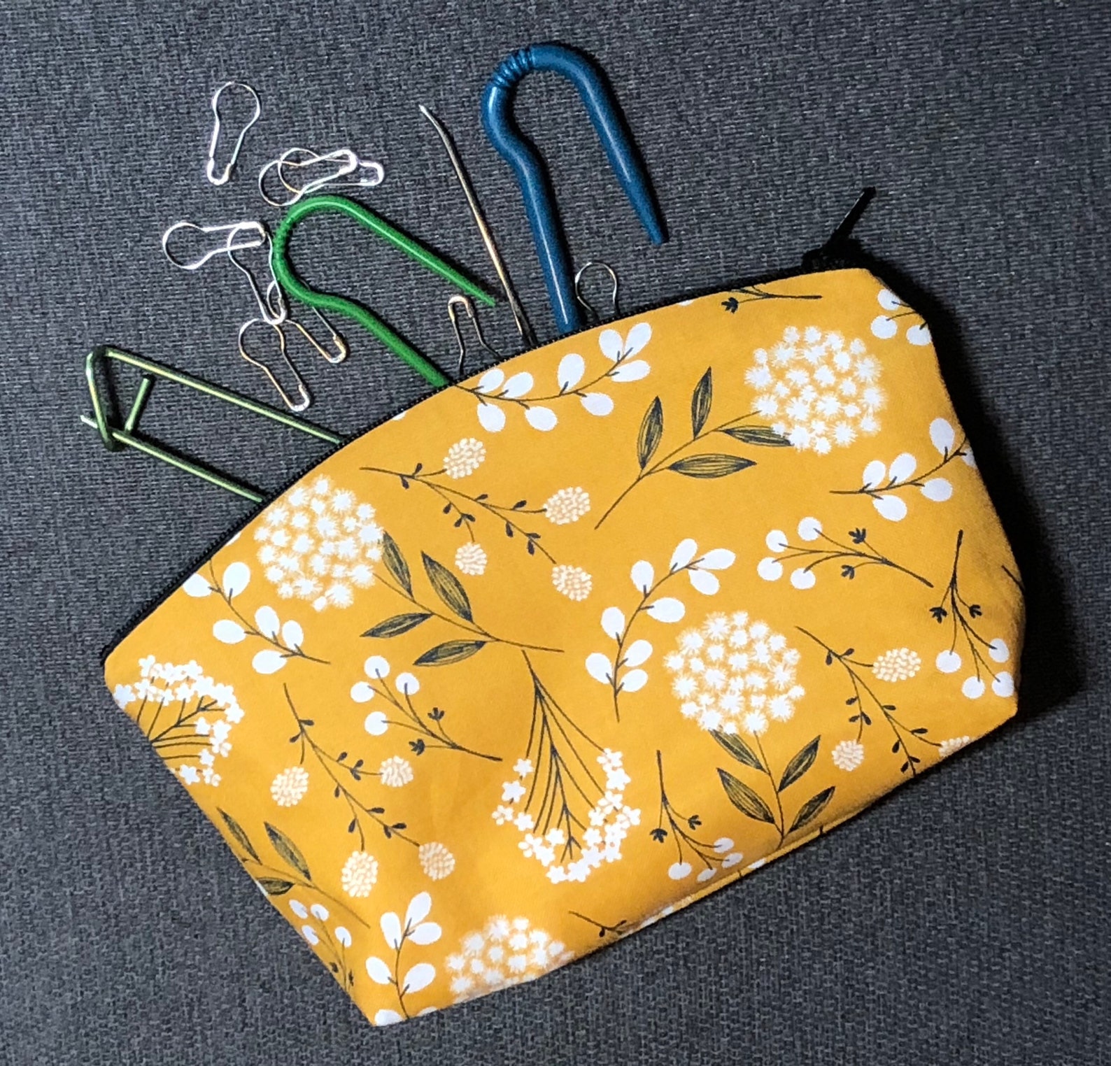 Gold Floral Knitting and Crocheting Notions Bag - Etsy