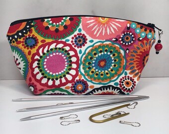 Gold Floral Knitting and Crocheting Notions Bag and Stitch Marker - Etsy