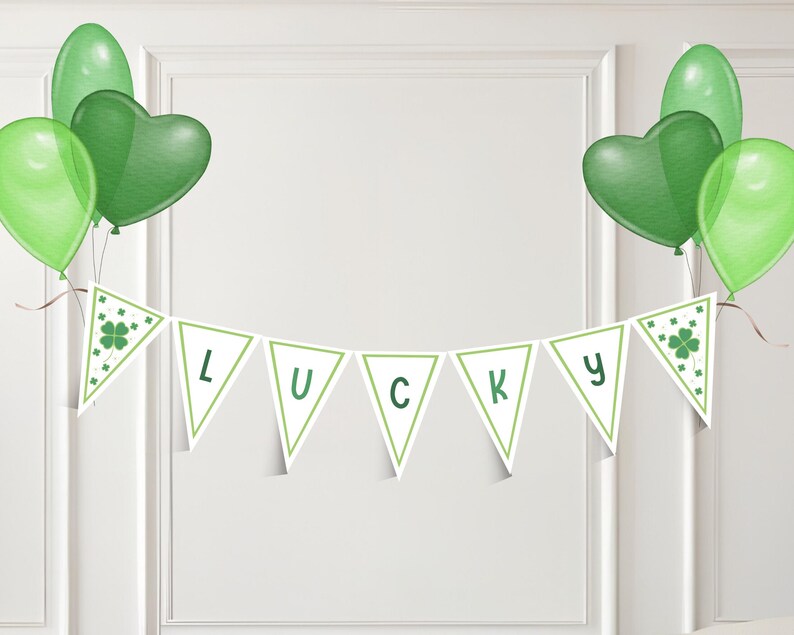 St Patricks Day Lucky Banner, Printable St Patricks Day Party Decor ...