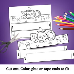 Halloween Paper Crown, Summerween Paper Hat to Color, Spooky Headband ...