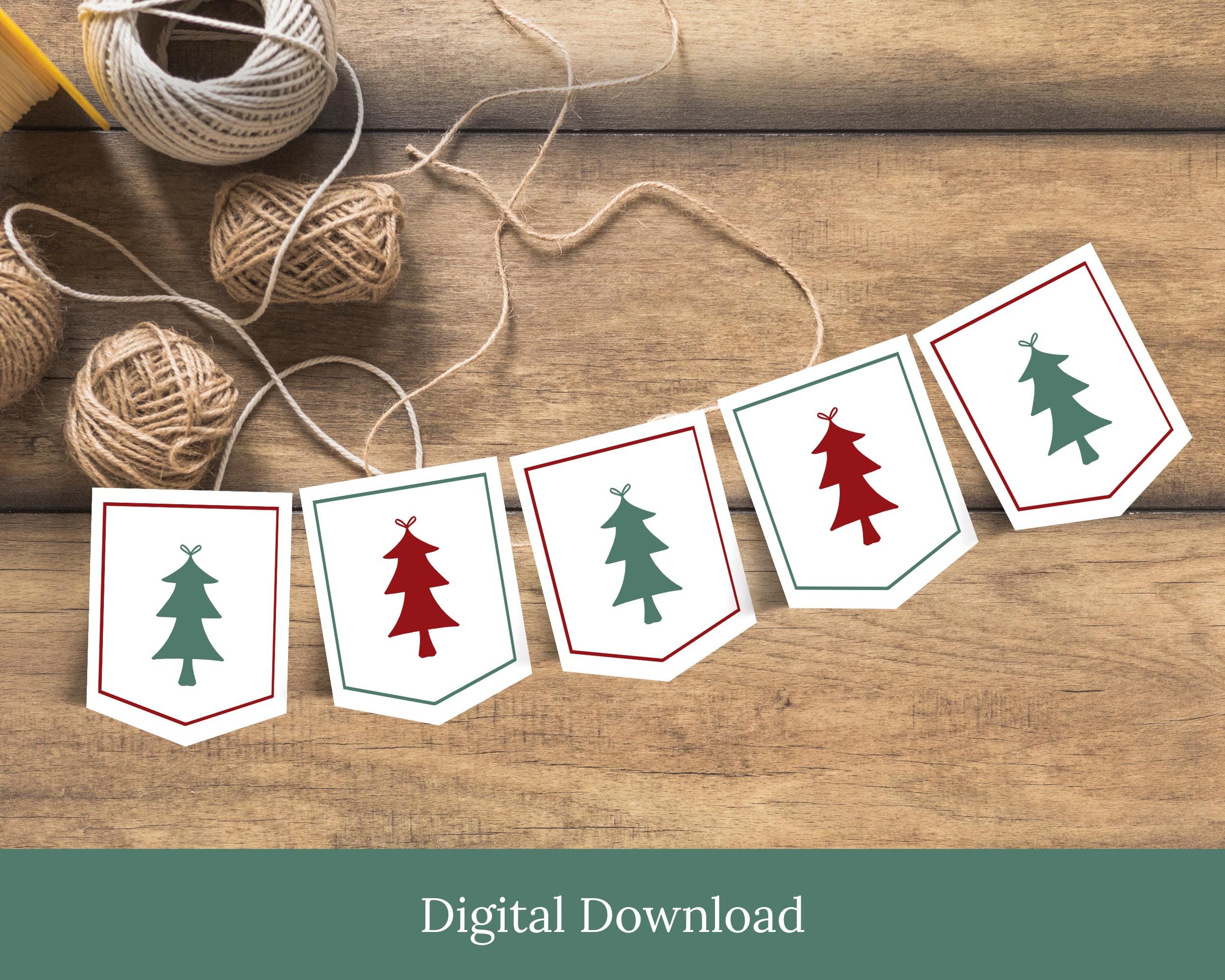 Printable Merry Christmas Banner Featuring Red and Green Christmas ...