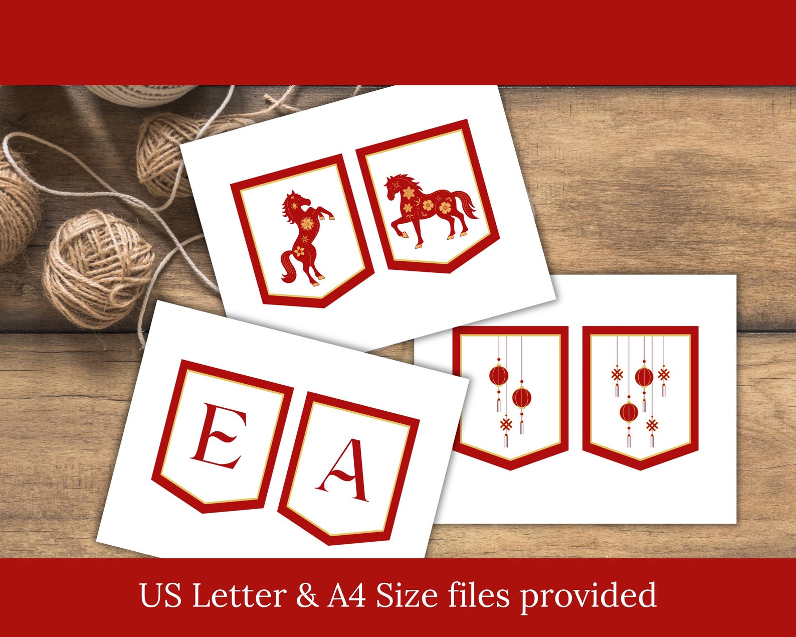 Printable Happy Lunar New Year Banner, Year of the Horse 2026 ...