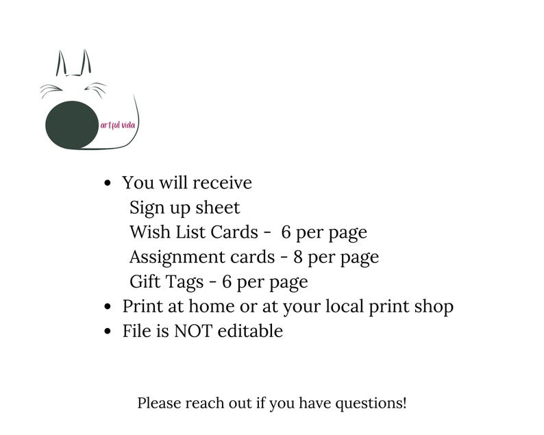 Secret Santa Kit - Sign up Sheet, Wish List, Assignment Cards & Secret ...