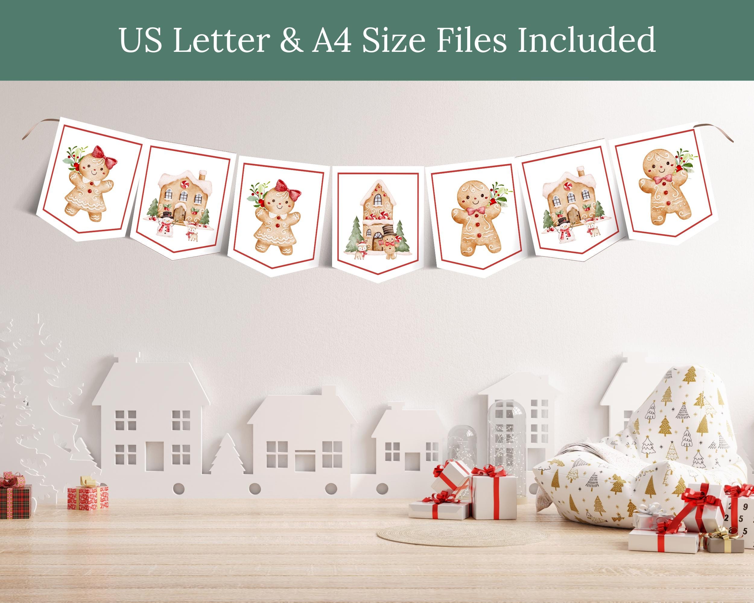 Printable Gingerbread Christmas Banner, Gingerbread Christmas Decor ...