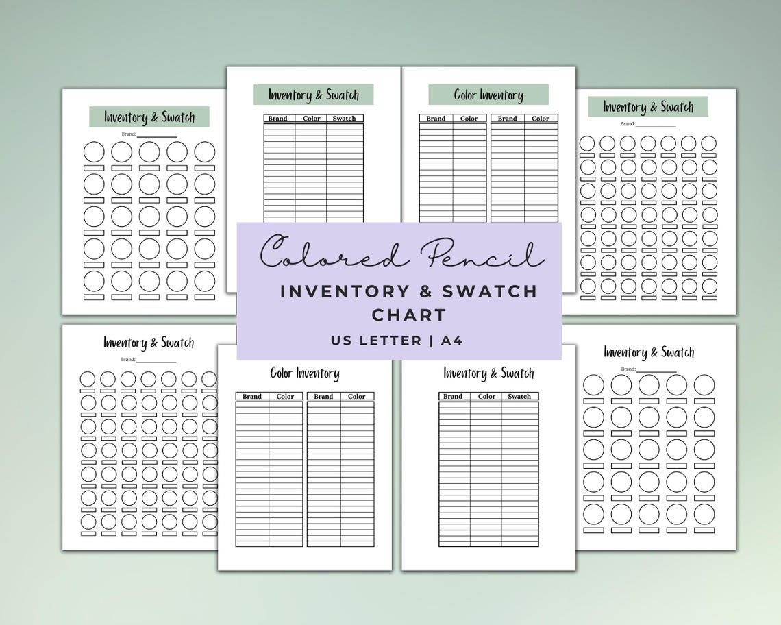 Colored Pencil Inventory, Color Swatch Chart, Art Swatch, Printable ...