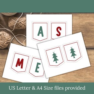 Printable Merry Christmas Banner Featuring Red and Green Christmas ...