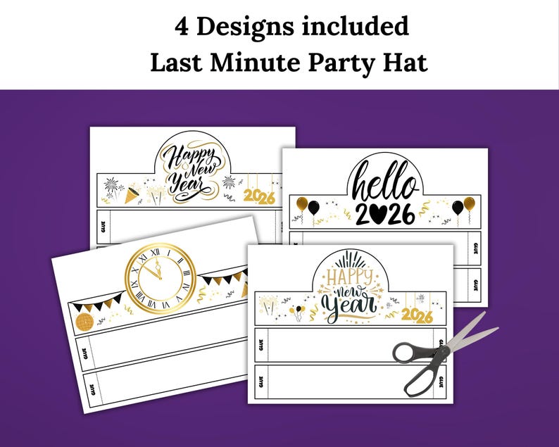 New Years Eve Paper Crowns, Last Minute Party Hats, Hello 2026 Paper ...