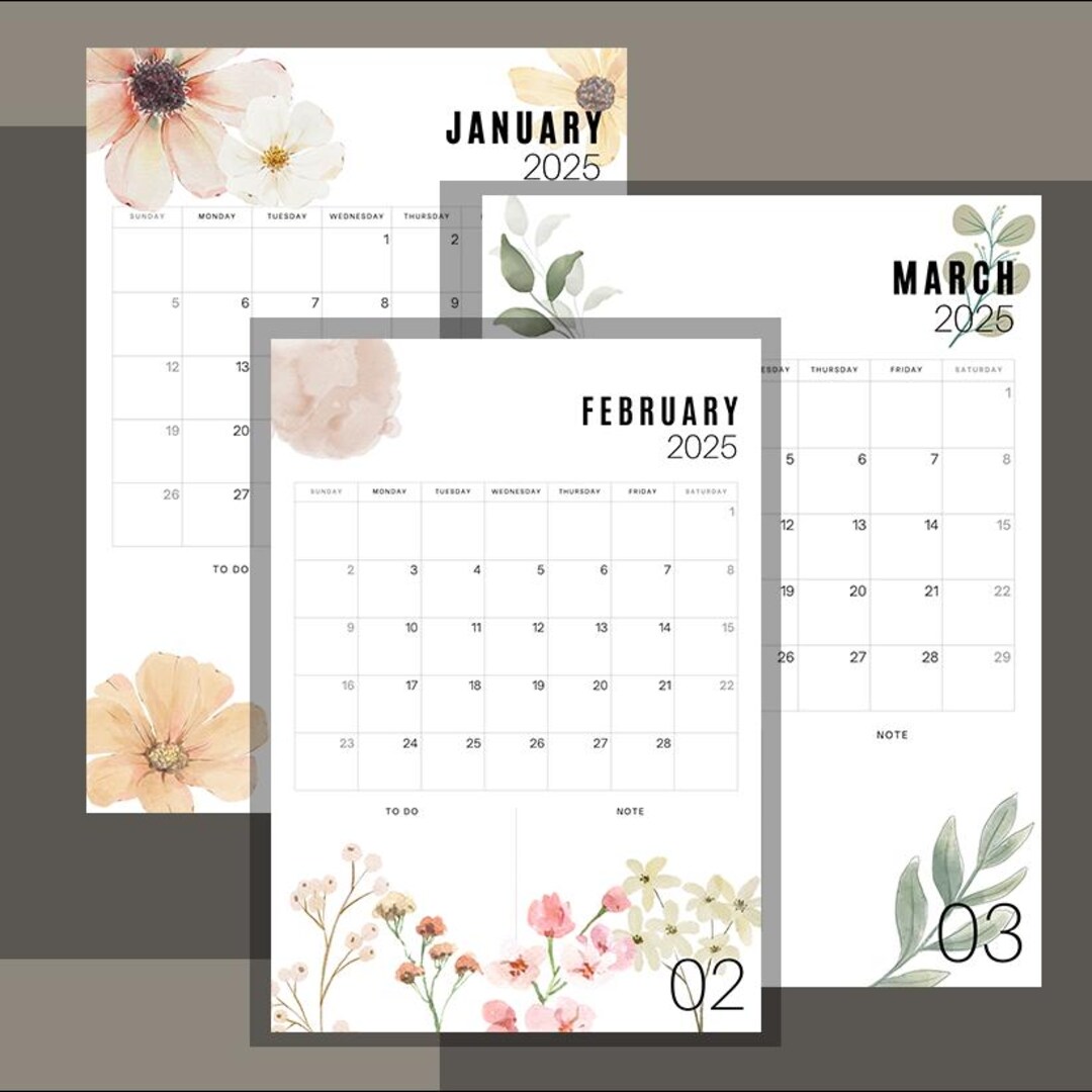 Printable Calendar 2025 Size A4 - Etsy