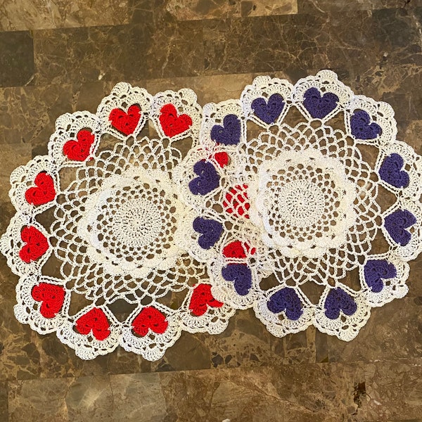 Crochet Heart Doily - Etsy