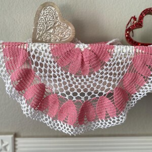 Red or Pink and White Doily With Hearts, 21 Inch Round Table Topper ...