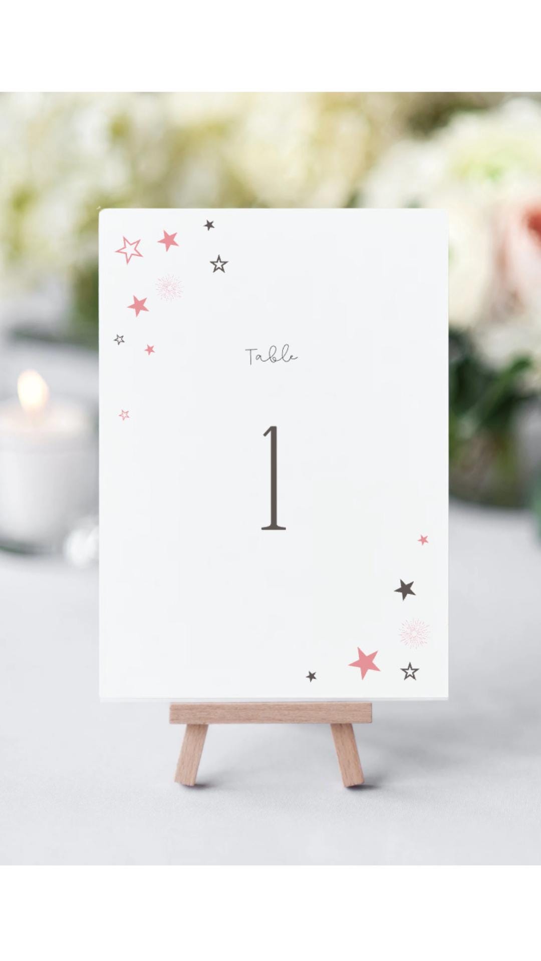 Star-themed Table Numbers, 1-20, Instant Digital Download, 5x7" for ...