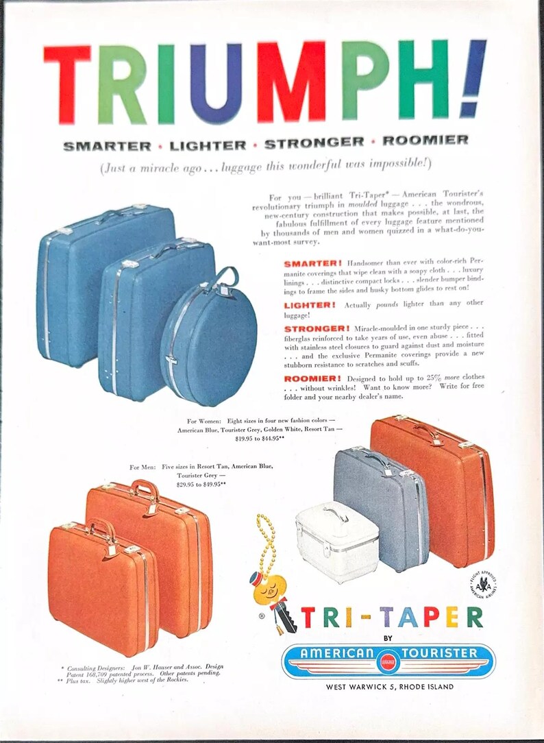 1955 Philco Radio Christmas & American Tourister Suitcase Magazine Ads ...