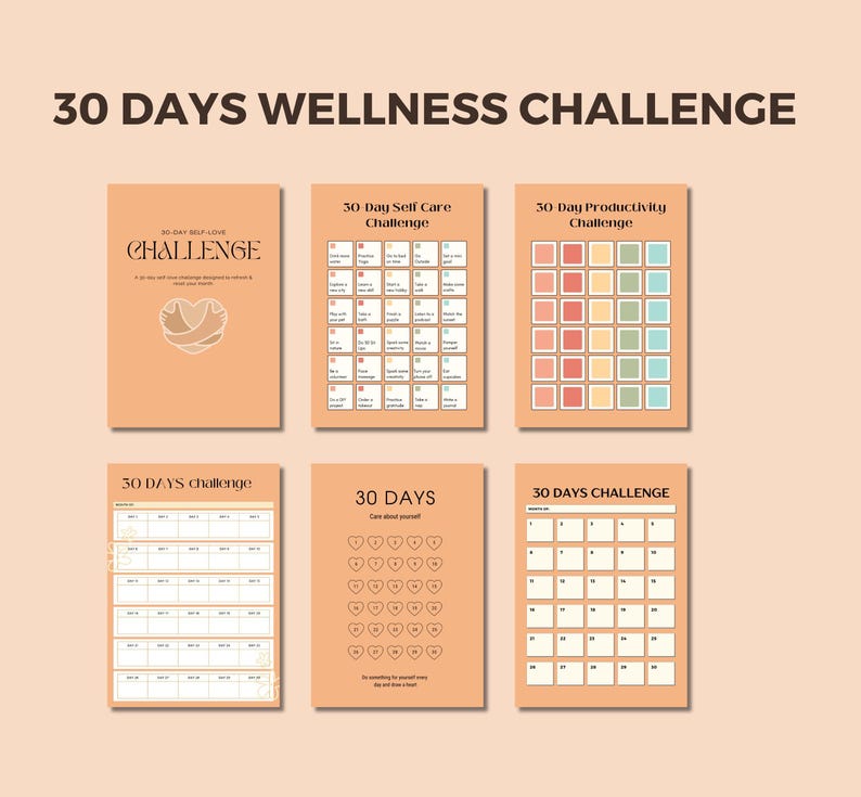 30-day Wellness Challenge | Self-care Printable | Inner Peace Journey ...