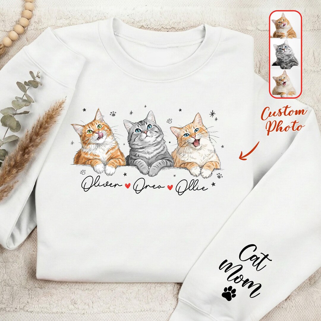 Custom Pet Face Sweatshirt With Photo, Personalized Pet Portrait Hoodie ...