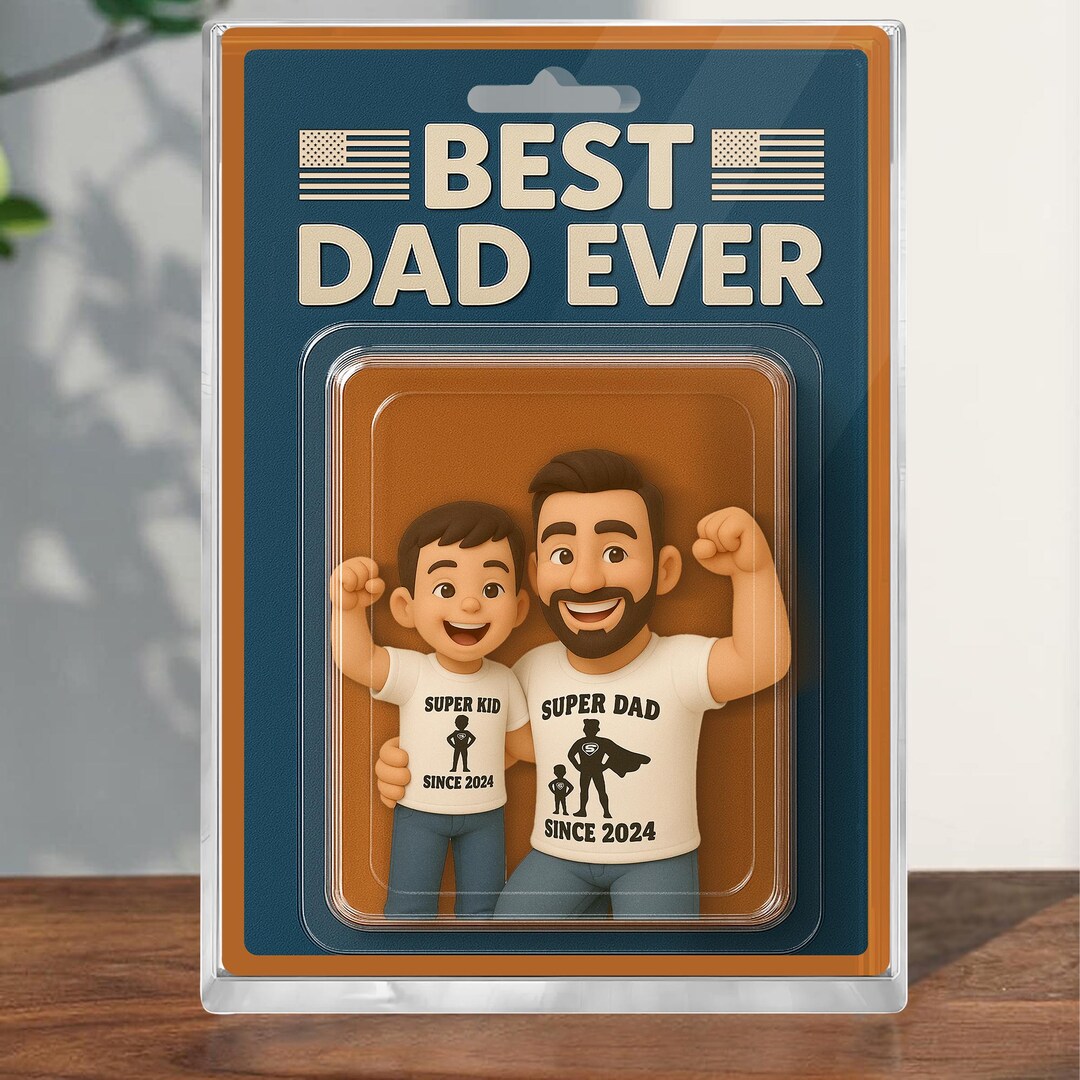 Custom Photo Dad and Kids Action Figure Acrylic Block, Personalized ...
