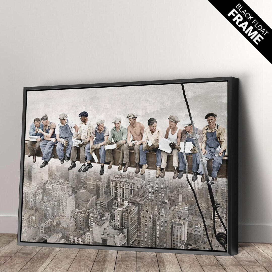 Colored Lunch Atop Skyscraper Canvas Wall Art Print. High Quality Free ...