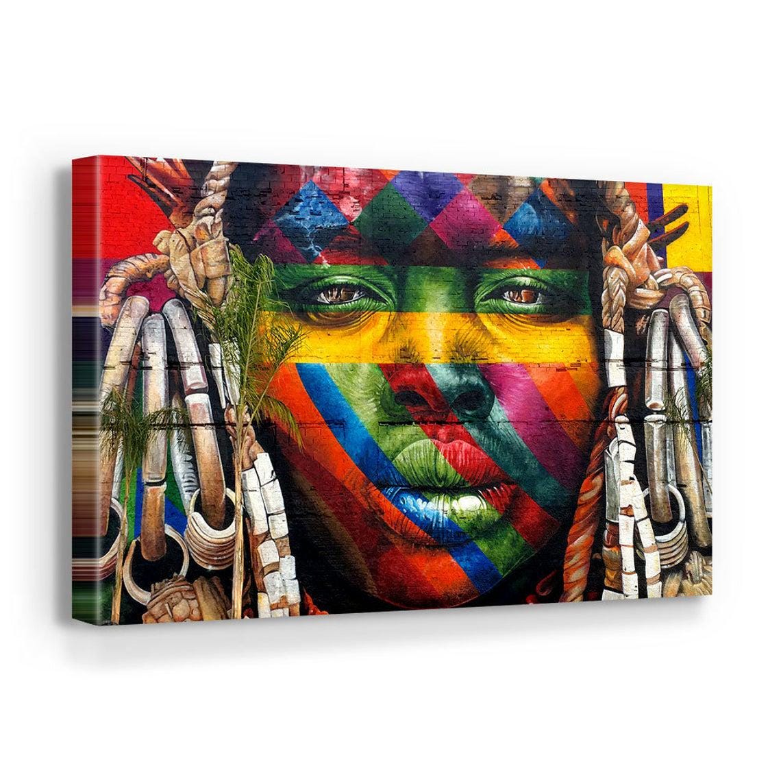 African Graffiti Eduardo Kobra Canvas Wall Art Print. High Quality Free ...