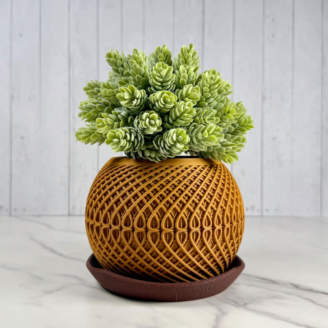 Kinetic Indoor Planter Pot & Tray | 3D Printed Modern Cactus Succulent ...