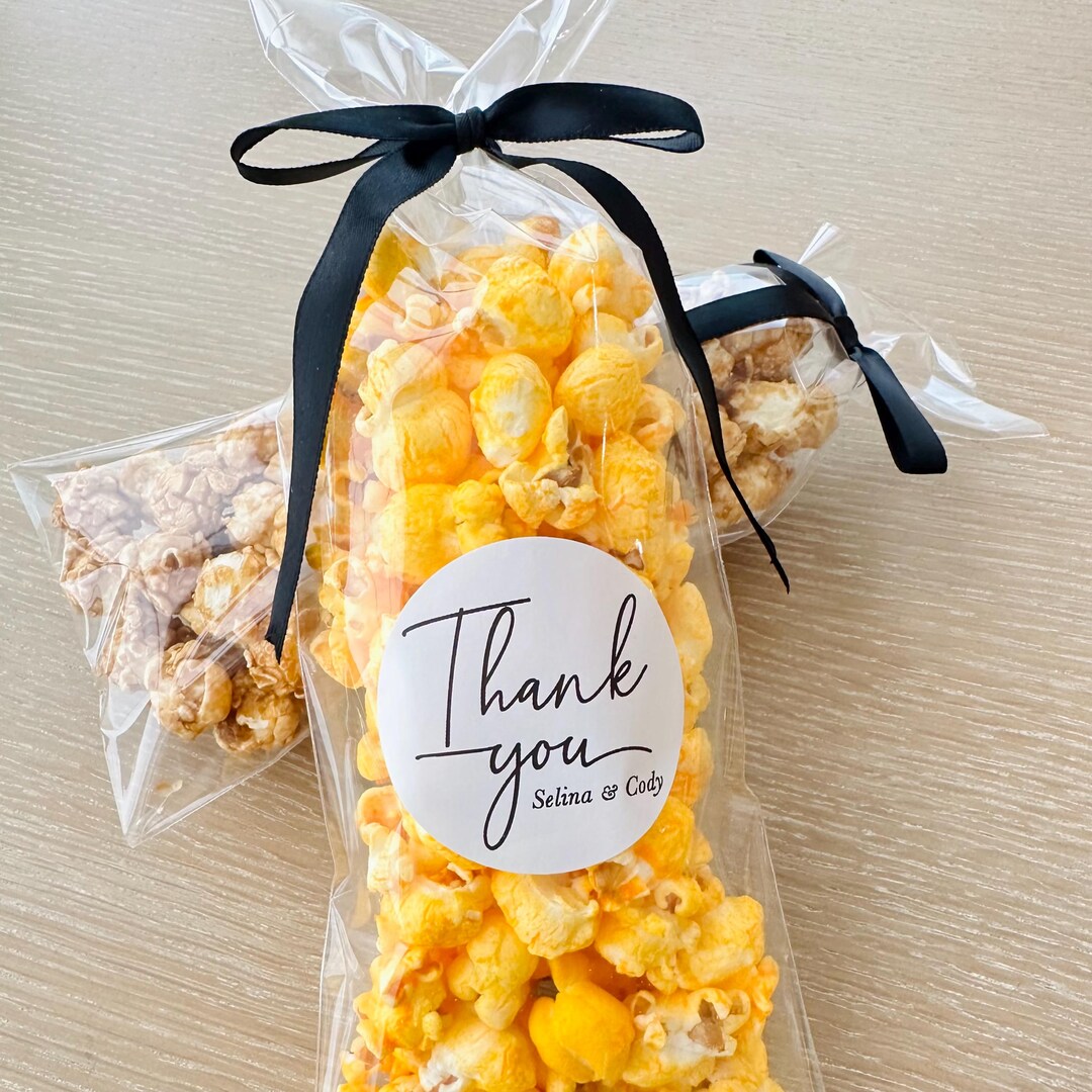 Gourmet Popcorn Wedding Favors: Personalized Treat Bags, Gluten-free ...