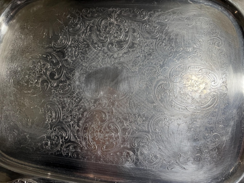 Vintage Sheffield Silver Plate Rectangle Footed Butlers Tray Platter ...