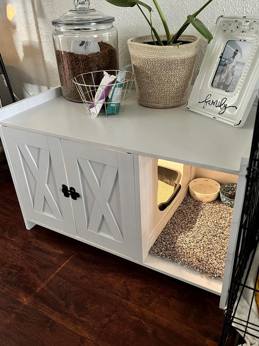 Hidden Cat Litter Box Furniture | Enclosure With Sensor Light - Etsy