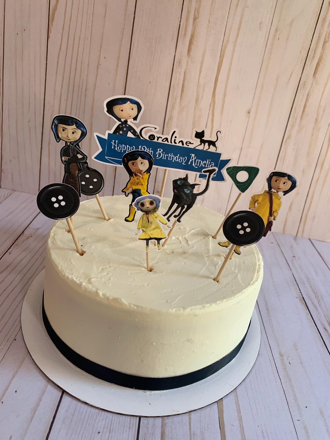 Button Eyes Cake Topper Set. Can Customize Birthday Message - Etsy