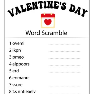 Valentines Day Word Scramble Activity. Answer Keys Included - Etsy