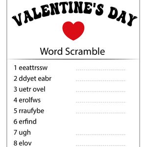 Valentines Day Word Scramble Activity. Answer Keys Included - Etsy