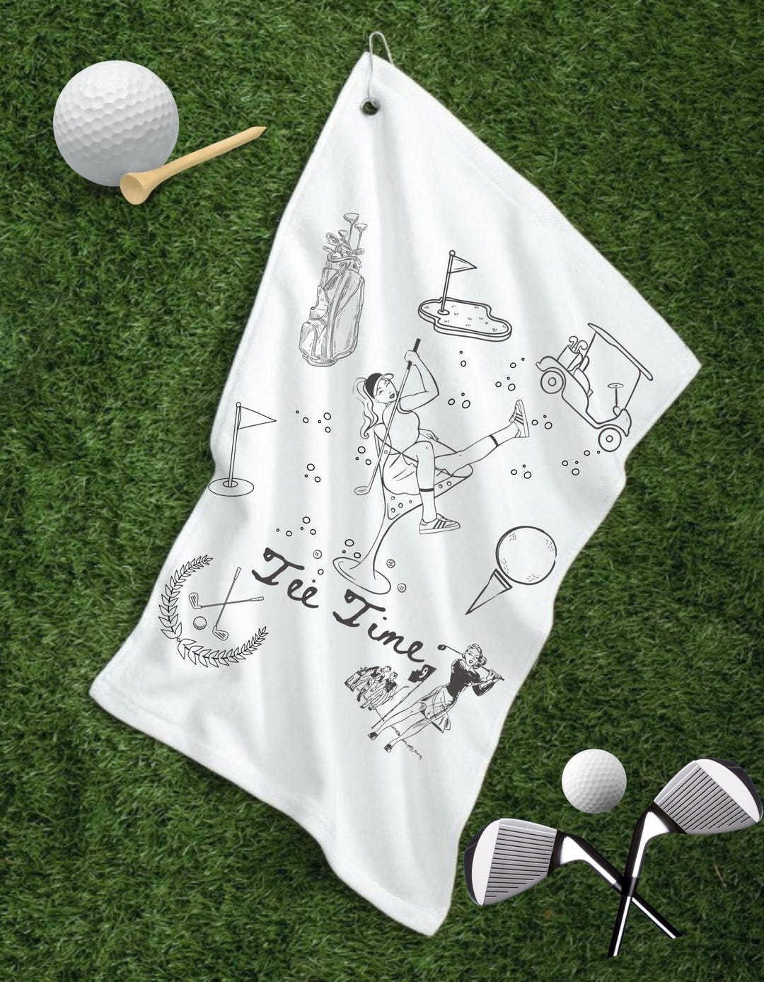 Tee Time Bachelorette Doodle Golf Towel - Perfect for Golf Lovers ...