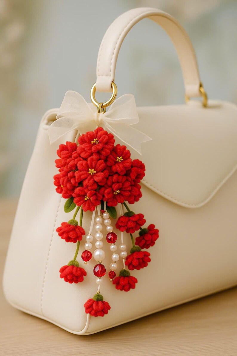 Handmade Forget-me-not Bag Charm – Blue Floral Purse Accessory- Offre ...