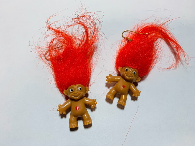 Vintage Treasure Troll Earrings Jewelry RED Pair - Etsy