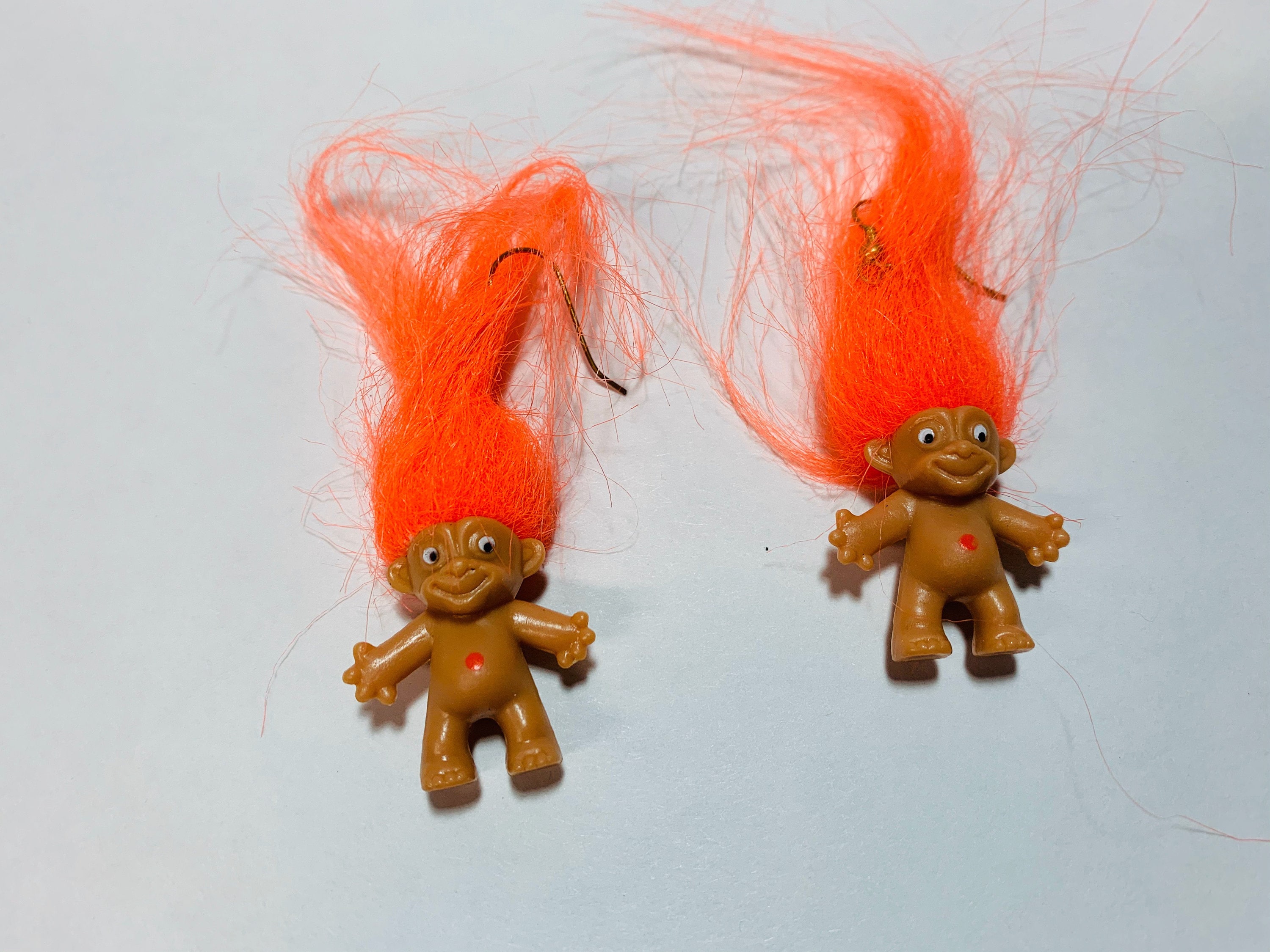 Vintage Treasure Troll Earrings Jewelry ORANGE Pair | Etsy