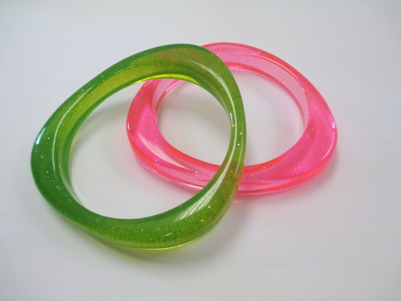 Vintage Glitter Plastic Bangle Bracelets DEADSTOCK | Etsy
