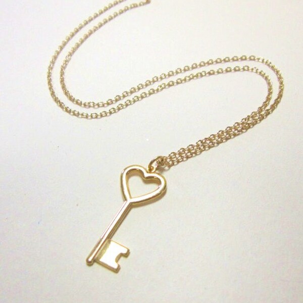 Heart Key Necklace - Etsy