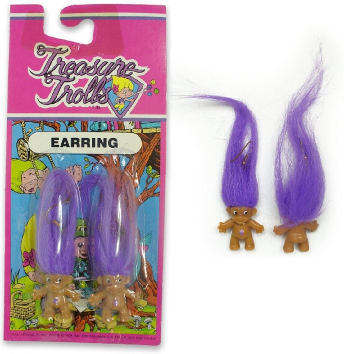 Vintage Treasure Troll Earrings Jewelry PURPLE Pair - Etsy