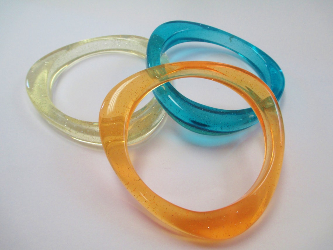 Vintage Glitter Plastic Bangle Bracelets DEADSTOCK - Etsy