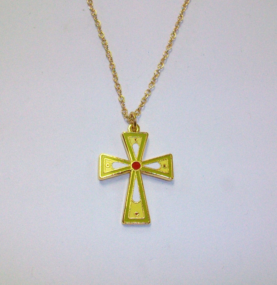 Vintage Cloisonne Cross Necklace DEADSTOCK - Etsy