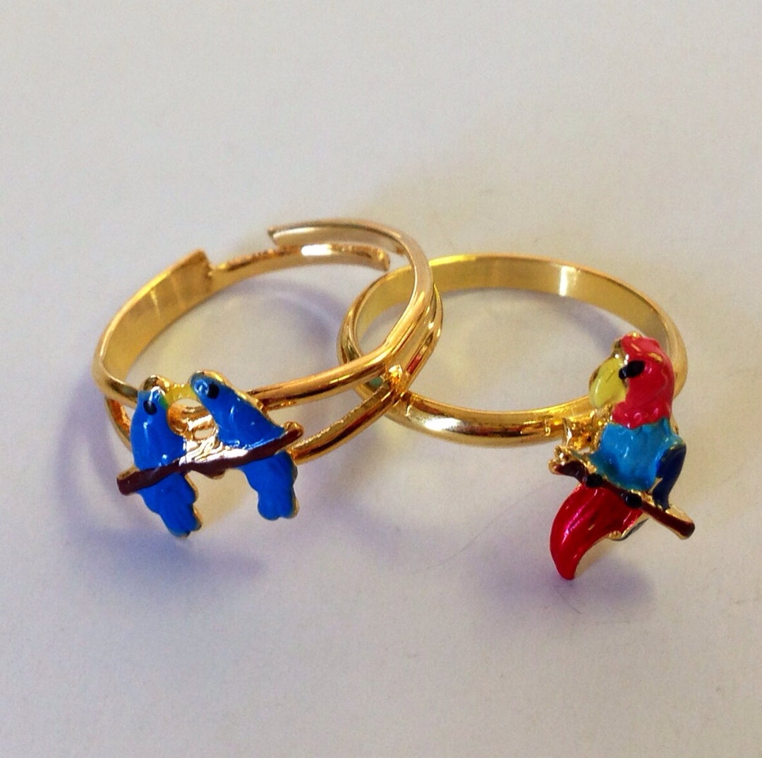 Vintage Gold Tone Painted Bird Ring Deadstock - Etsy