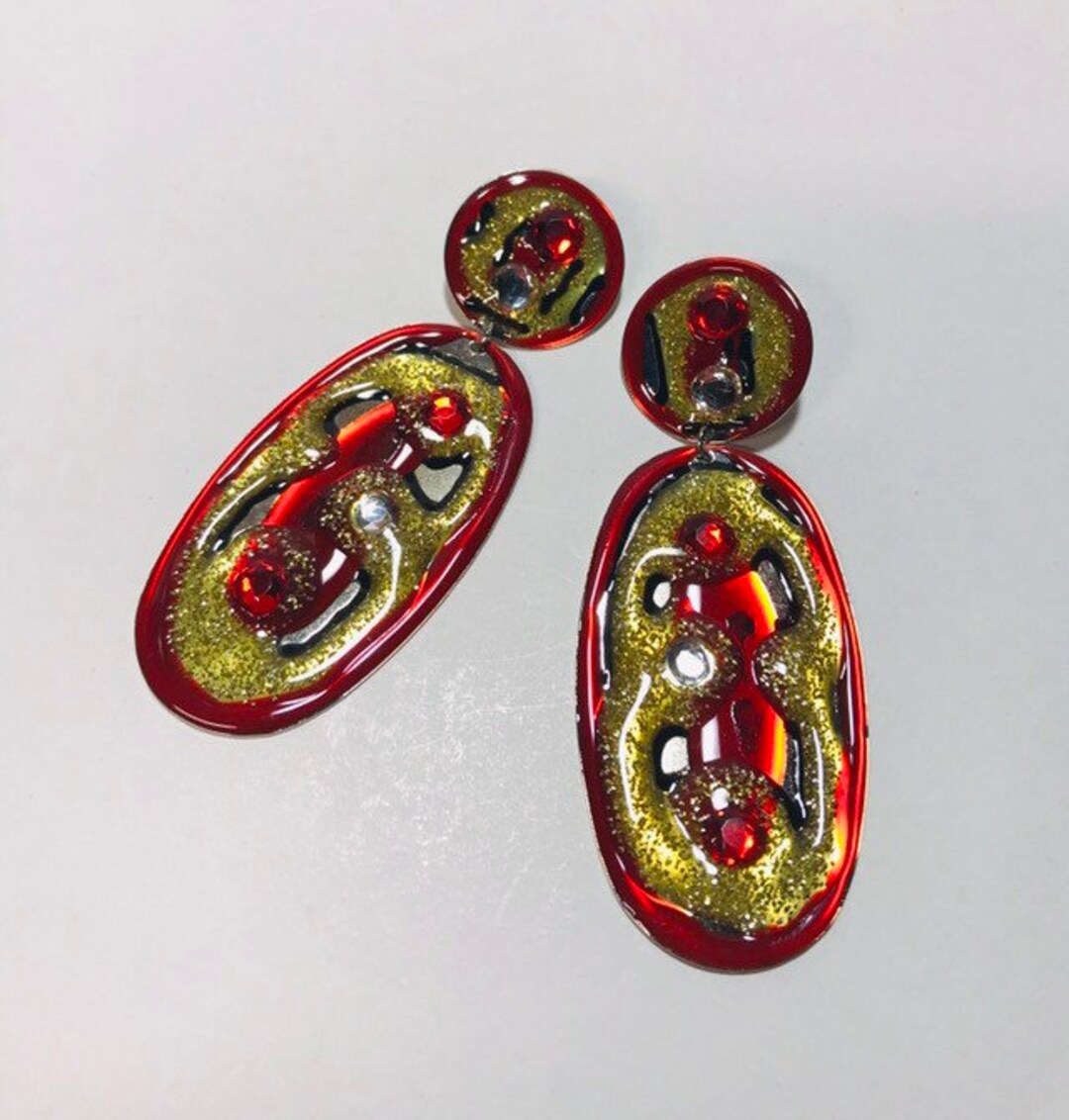 Vintage gaudy glitter et strass boucles doreilles - Etsy France