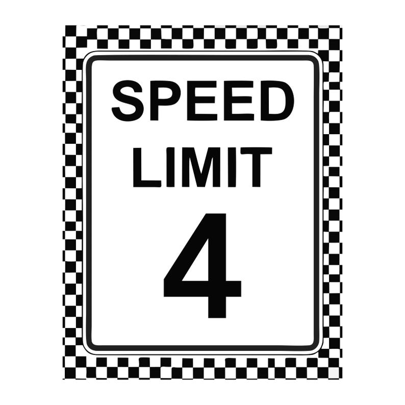 Race Track Speed Limit Sign Cutout | Racing Party Decor | Kids Birthday ...