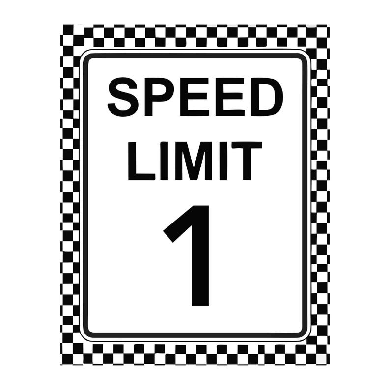Race Track Speed Limit Sign Cutout | Racing Party Decor | Kids Birthday ...