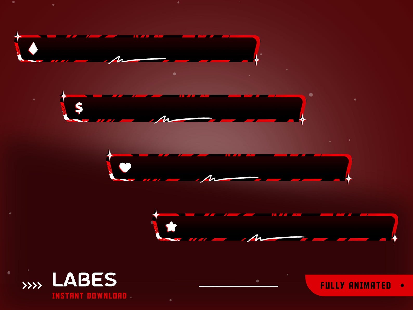 Liquid Animated Stream Overlay Package, Red Black Stream Overlay, Swirl ...
