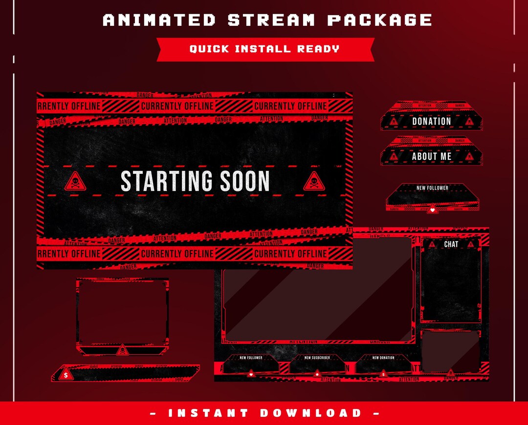 Caution Area Animated Stream Overlay Package, Danger Zone Gaming ...