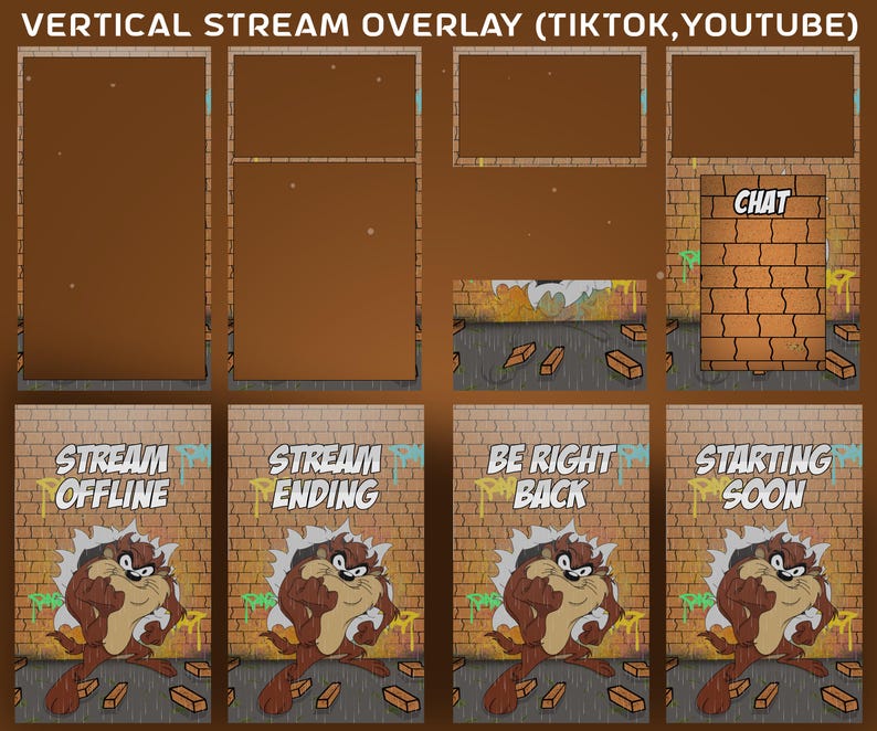 Rampage Spin Animated Tiktok Overlay Stream Package, Vertical Overlay ...
