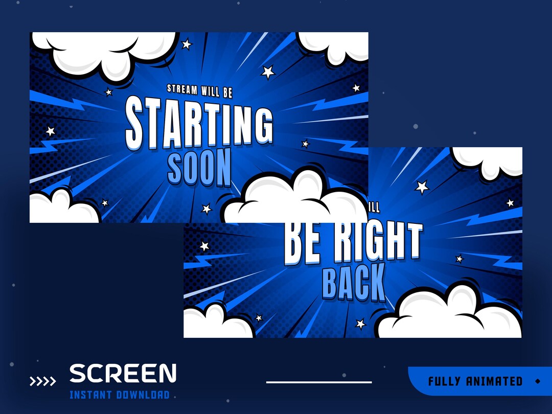 Lightning Scene Animated Stream Screen Overlay Package, Blue Theme ...
