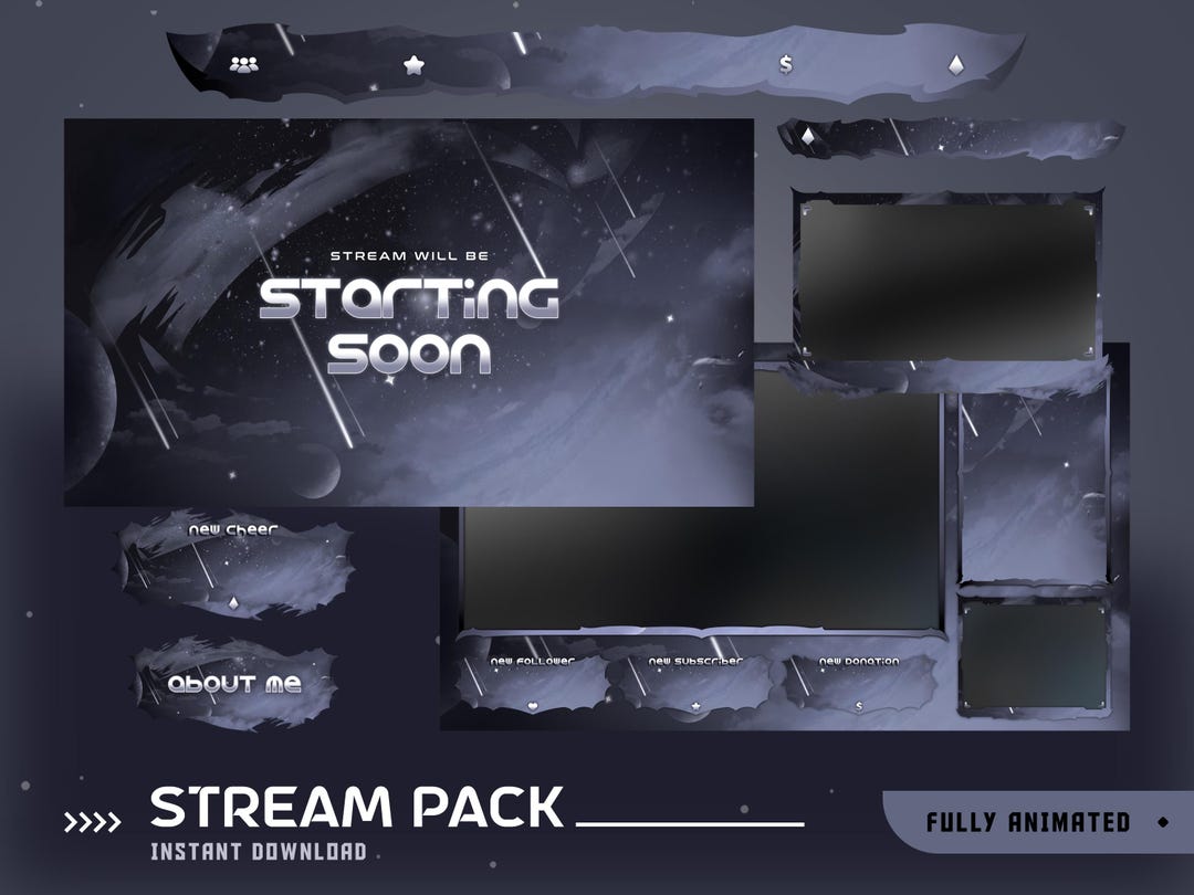 Cosmoflux Animated Stream Overlay Package, Outer Space Stream Overlay ...