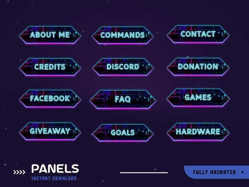 Chromatic Spill Animated Stream Overlay Package, Neon Overlay ...